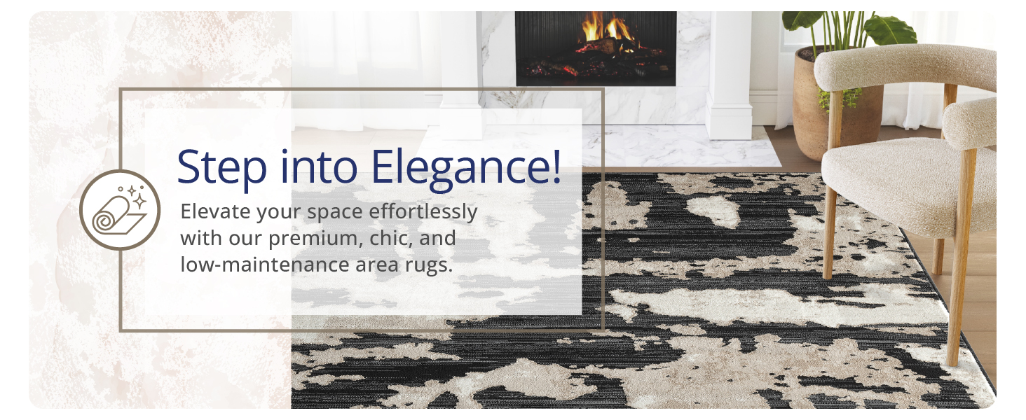 Amazon.com: Abani Terra Cream Area Rug for Living Room, Bedroom - Black Abstract Pattern - 8' x ...