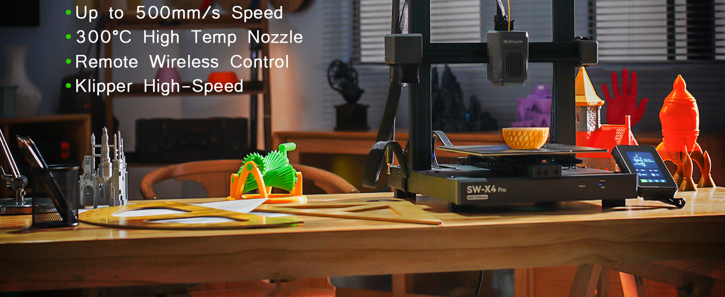 Artillery 3D Printer Sidewinder X4 Pro, 500mm/s High Speed FDM WiFi Printer with Auto Leveling ...