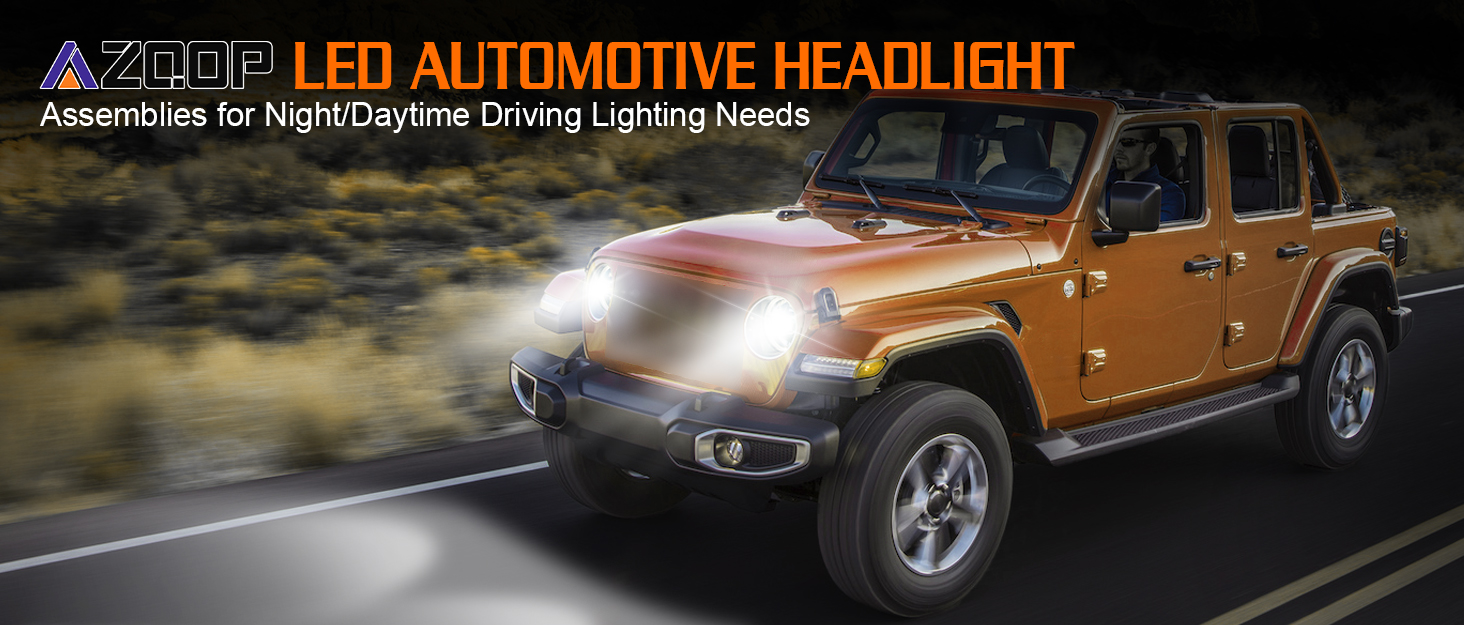 Azqop 7 Inch 80w Led Headlight Compatible With Jeep Wrangler Jk Tj Chevy Miata