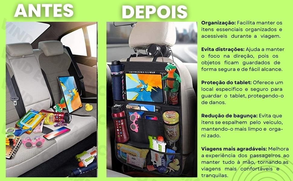 Suporte Organizador Porta Objetos Tablets iPad Trecos Carro Veicular Banco Traseiro - R78 ...