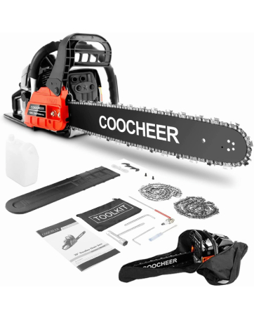 Amazon.com: COOCHEER 62CC Gas Chainsaw 20 Inch Power Chain Saw with 2 Saw Chains 2-Cycle 3.5 HP ...