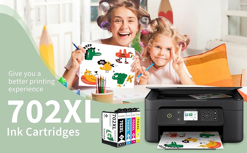 Amazon.com: Greenjob 702XL Ink Cartridges Remanufactured Replacement for Epson 702 Ink ...