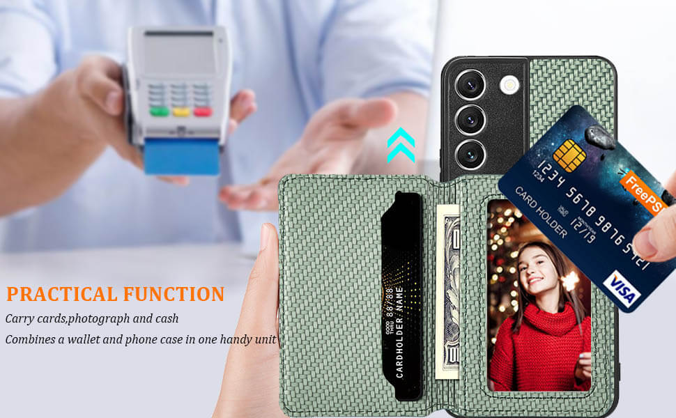 Amazon.com: JanCalm for Samsung Galaxy S22 Case Card Holder, RFID Blocking, Kickstand, Camera ...