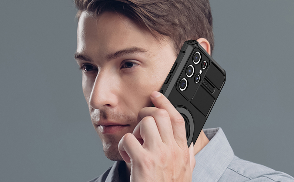 Amazon.com: THMEIRA Compatible with Samsung Galaxy S21 Ultra Magnetic Case with Ring Kickstand ...