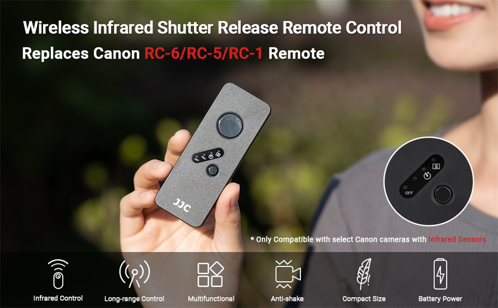 Wireless Infrared Shutter Release Remote Control Replaces Canon RC-6/RC-5/RC-1 Remote for Canon ...