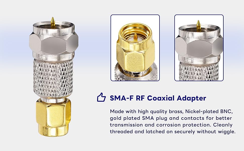 Amazon.com: BOOBRIE 2-Pack SMA to F Coax Adapter SMA Male to F Male Coaxial Connector SMA-F RF ...