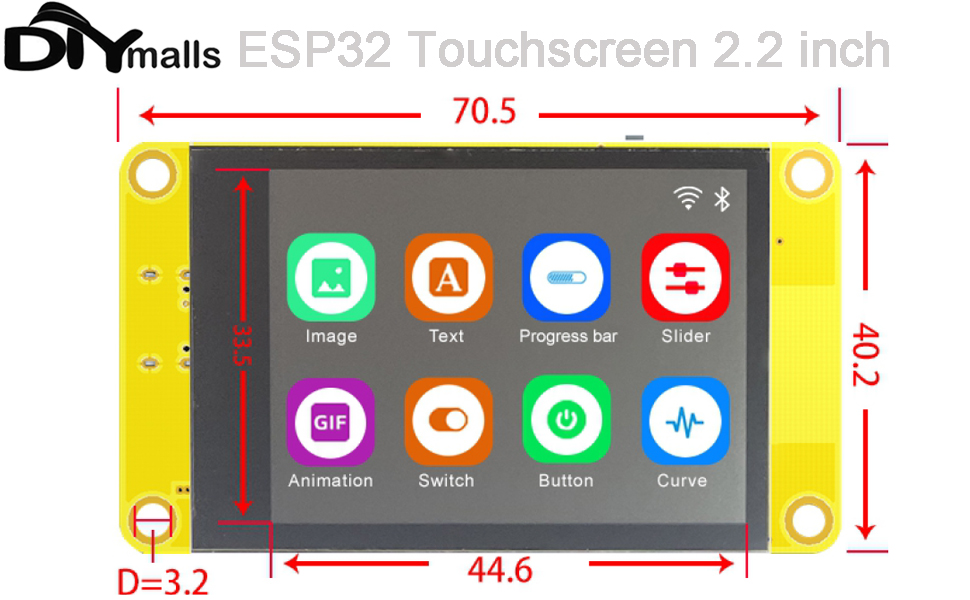 Diymalls 22 Inch Esp32 Display Esp32 2432s022c Capacitive
