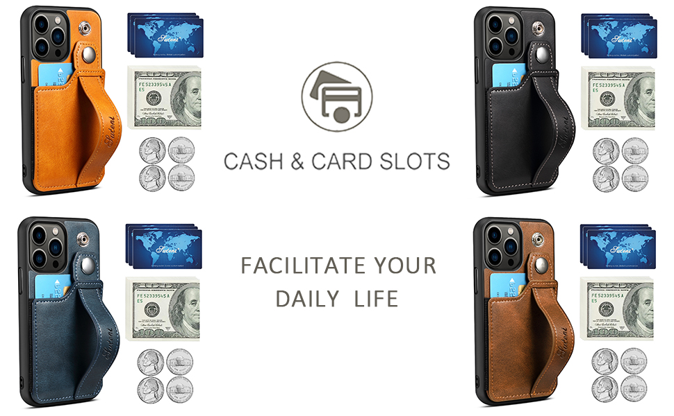 Amazon.com: Hongxinyu for iPhone 15 Pro 2023 Case, PU Leather Wallet Case Back with Elastic Card ...