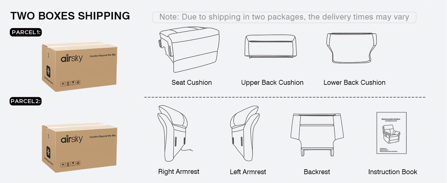 Amazon.com: AIRSKY Genuine Leather Recliner Chair, Top Grain Leather, Italian Water-Washing ...