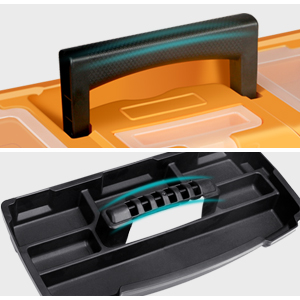 AIRAJ 15" Tool Box with Double Locking Buckle, Lightweight Plastic Tool Box with Removable Tray ...