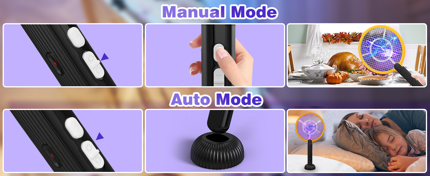 PALONE Electric Fly Swatter 2 IN1 Fly Killer Zapper 4000v/1500mAh Bug Zapper Racket USB ...