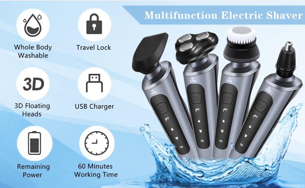 4 in 1 Professional Electric Shaver Razor, Waterproof Electric Shaver ...