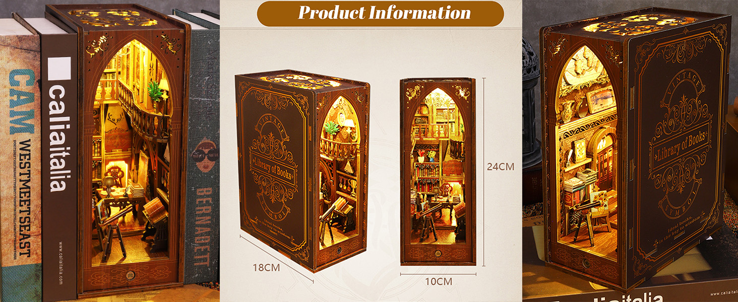 Amazon.com: ISSEVE DIY Book Nook Kit, 3D Wooden Puzzle DIY Miniature House Kit for Booknook ...