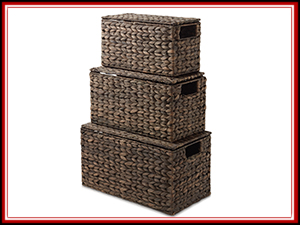 Amazon.com: Casafield Set of 3 Water Hyacinth Storage Baskets with Lids ...
