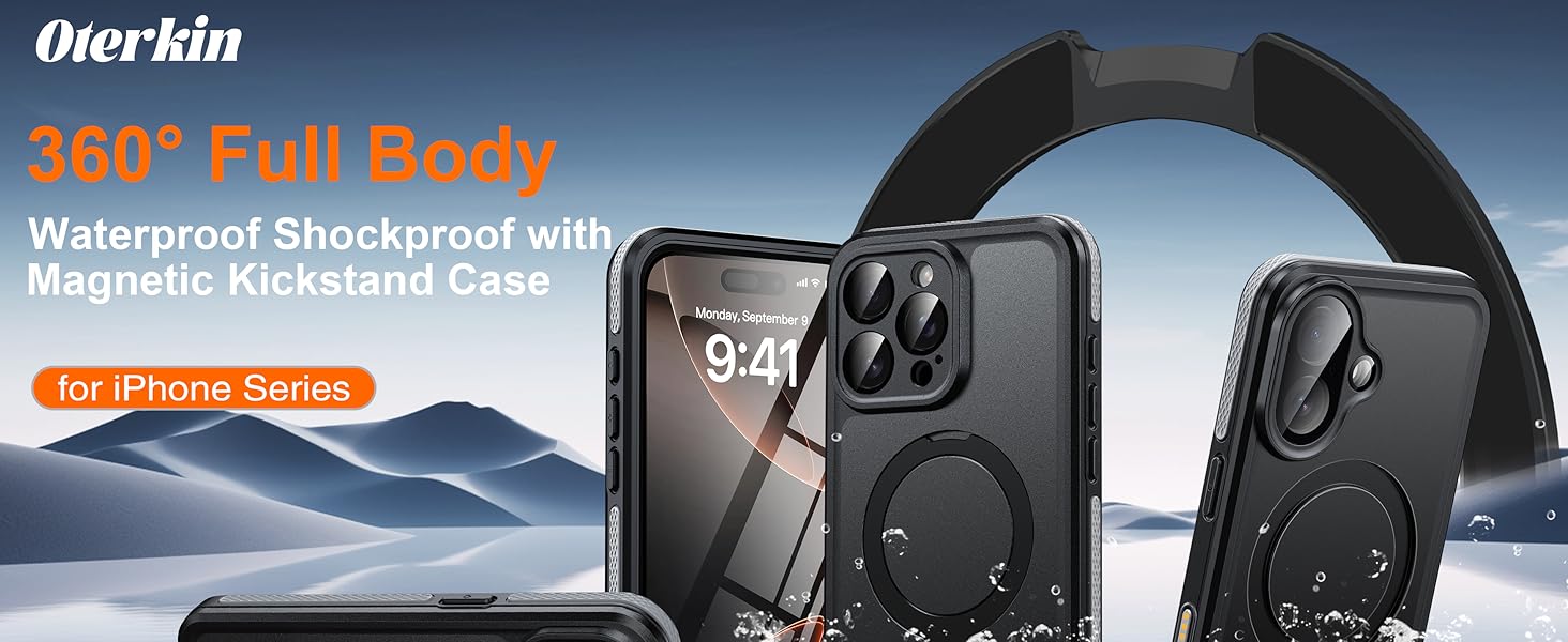 Amazon.com: Oterkin Magnetic Waterproof for iPhone 16 Plus Case with [Built-in Screen Protector ...