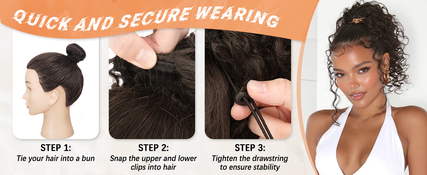 Amazon.com : PEACOCO Curly Drawstring Ponytail for Black Women, 10 Inch Kinky Curly Ponytail ...