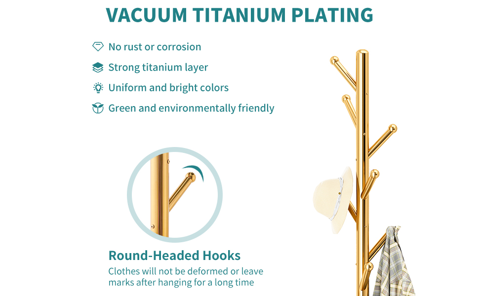 OIRUMIE - Perchero con base de mármol natural, perchero de acero inoxidable sólido no empotrado ...