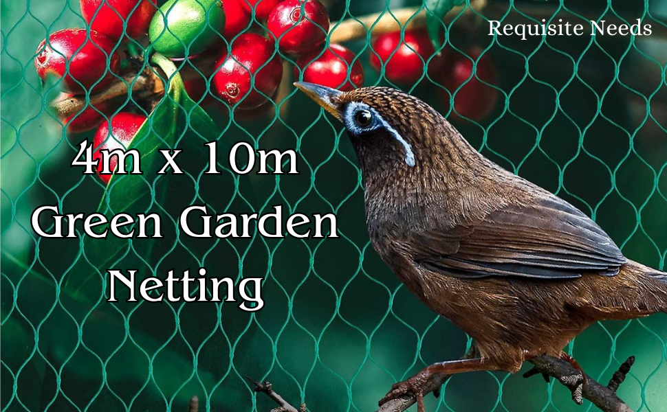 Requisite Needs 4m x 10m Green Garden Netting, Bird Netting Pond Plant Netting for Protecting ...