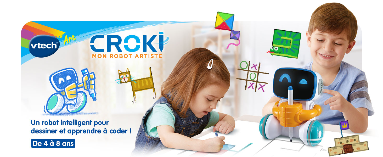 VTech - Croki, Mon Robot Artiste, Robot Enfant, Dessins Magiques Codés Réalisés en Musique, Jeu ...