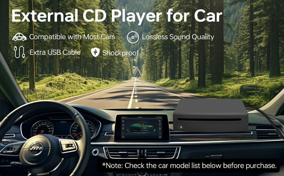 External USB CD Player for Car, Homlab Portable Plugs in CD Player with ...