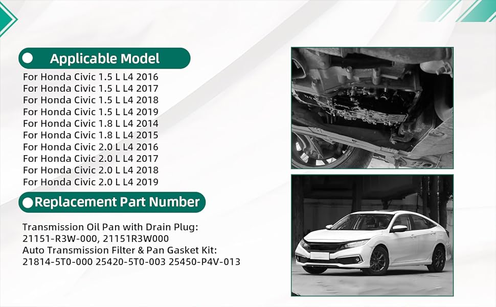 Amazon.com: Auto Transmission Filter & Pan Gasket Kit+Transmission Oil Pan with Drain Plug,for ...