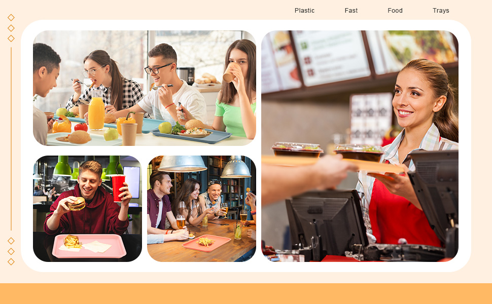 Amazon.com: Mumufy Plastic Fast Food Trays Bulk Colorful Restaurant ...