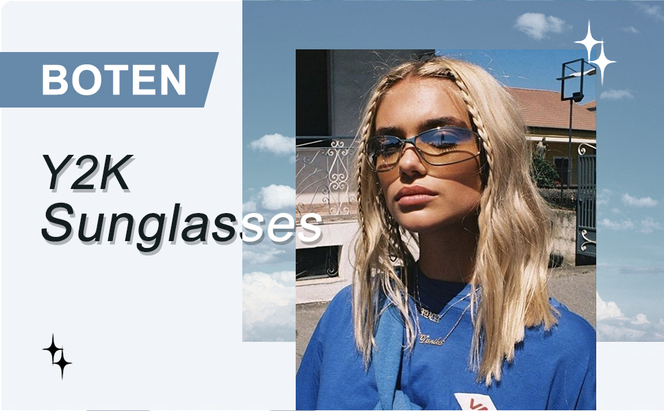 Amazon.com: BOTEN Y2k Sunglasses for Women,Fashion Metal Y2k Glasses,Trendy 2000S Sunglasses ...