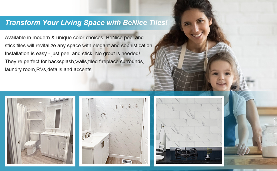BeNice Peel and Stick Backsplash Tile Stickers Peel and Stick Tile ...