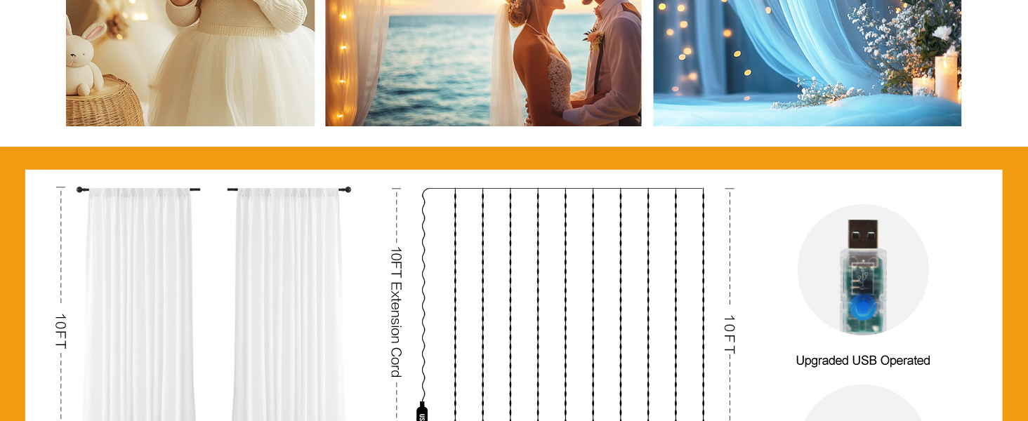 Amazon.com: HOLITS Tulle Curtain Backdrop with 300 LED Fairy Lights for ...