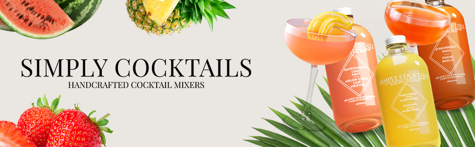 Amazon.com : Simply Cocktails Margarita & Mojito Cocktail Mixer Set. Strawberry Basil, Pineapple ...