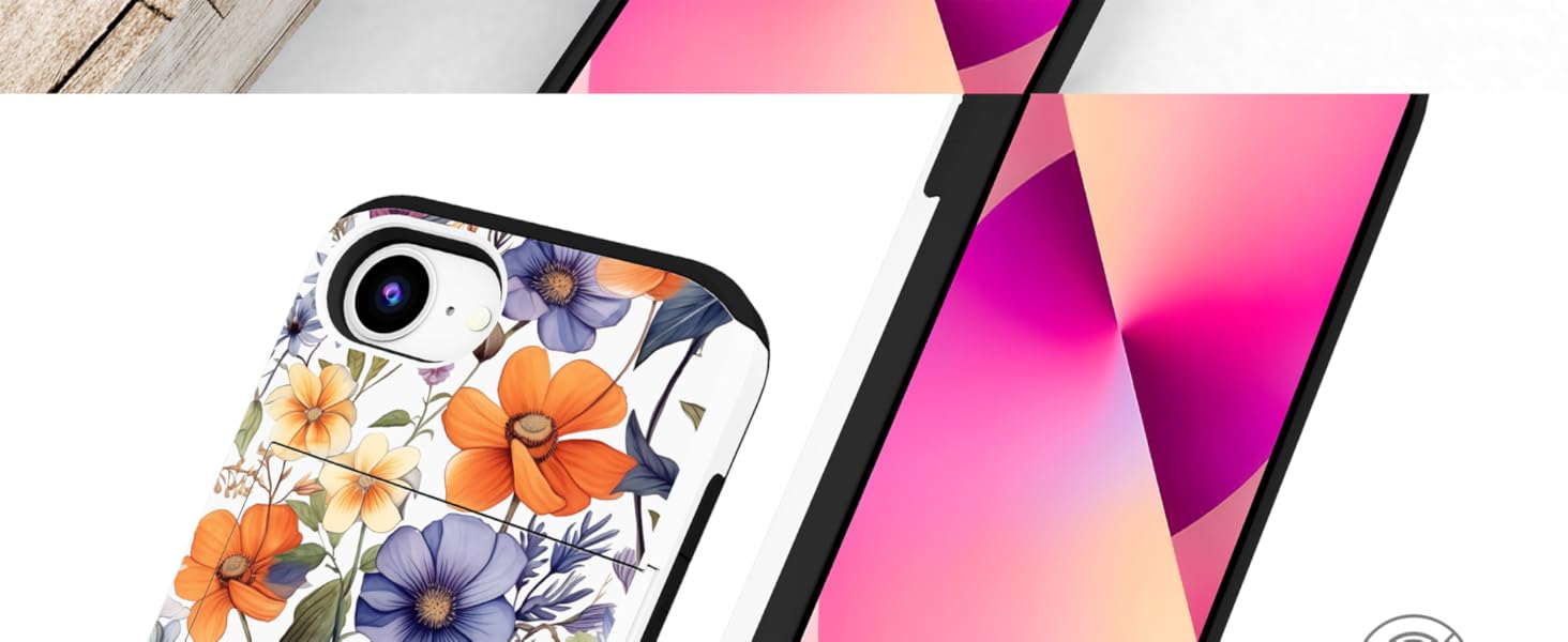 Amazon.com: MUQR Compatible for iPhone 16e Case with Card Holder Cute - Kawaii Design Military ...