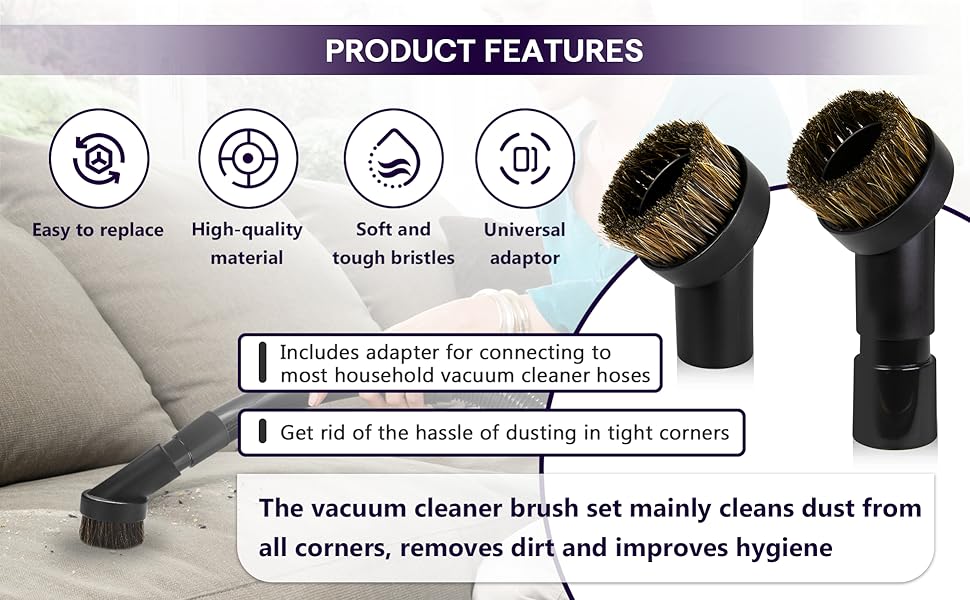 Amazon.com: 3PCS Horse Hair Brush Vacuum Attachment Set - Black Round ...
