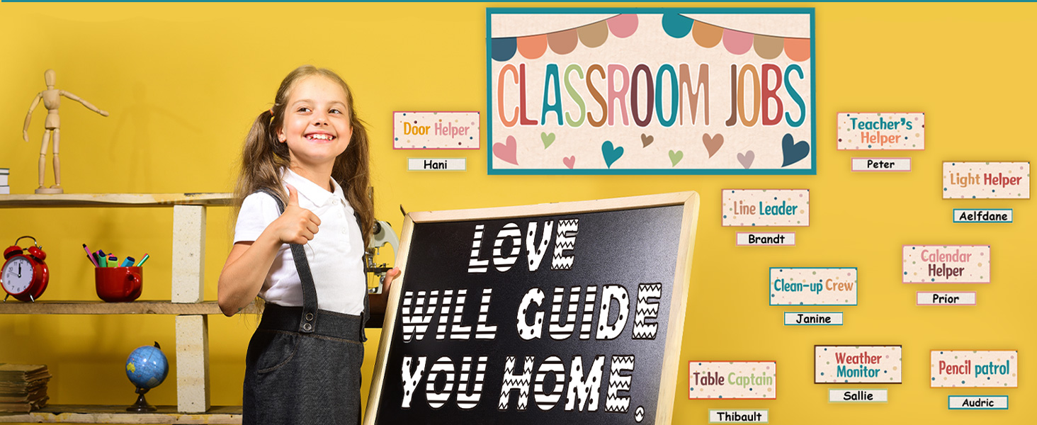 Amazon.com : Boho Classroom Jobs Chart Bulletin Board Sets, Colorful ...