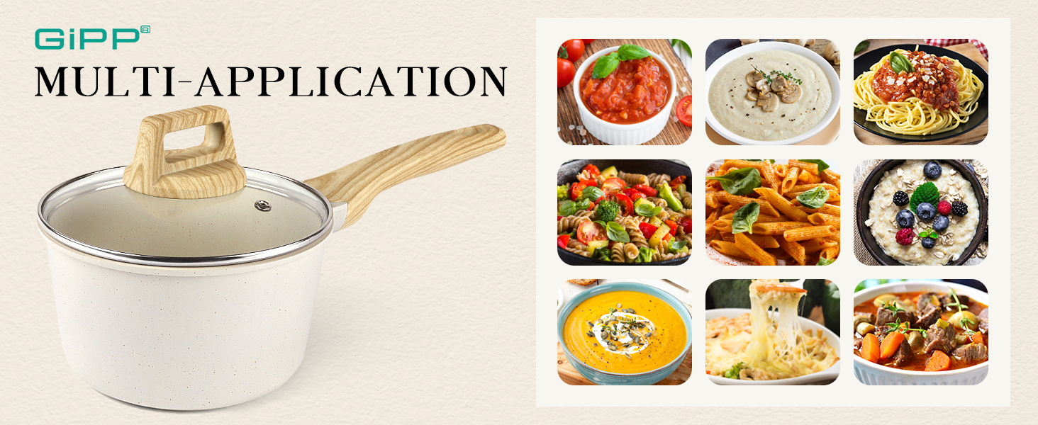 Amazon.com: GiPP 3.6QT Nonstick Sauce Pan with Lid - Large Non Stick Saucepan Cooking Pot with ...