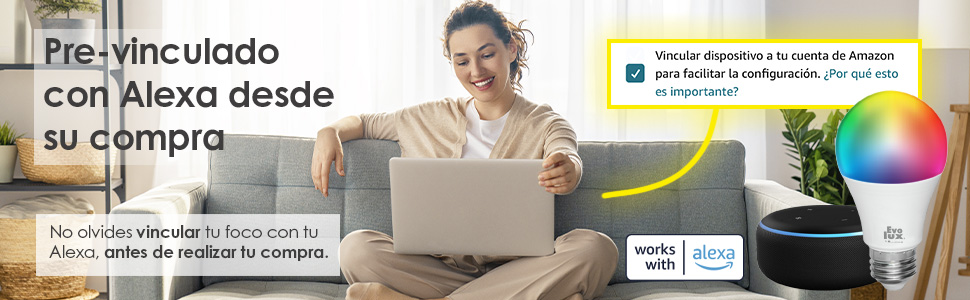 Evolux by Lloyd's Foco LED Inteligente, WiFi A19, Configuración Automática, Redes de 2.4 GHz ...