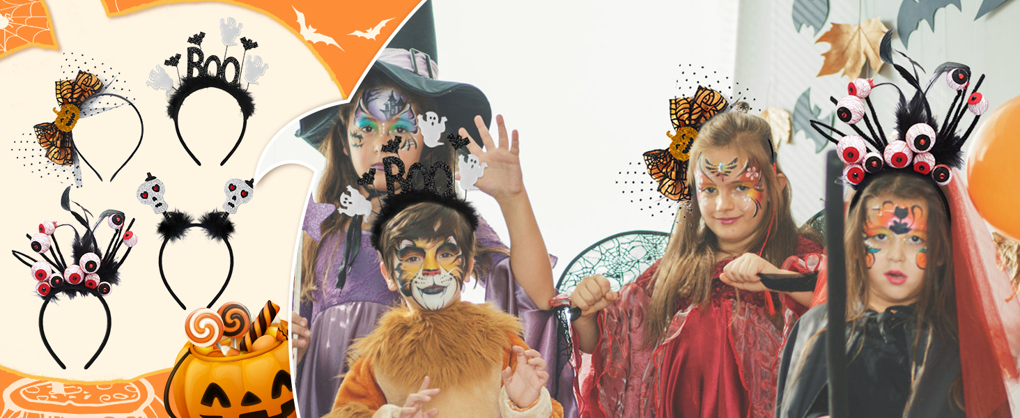 Amazon.com: 12Pcs Halloween Headband for Women Kids, Pumpkin Witch Hat ...