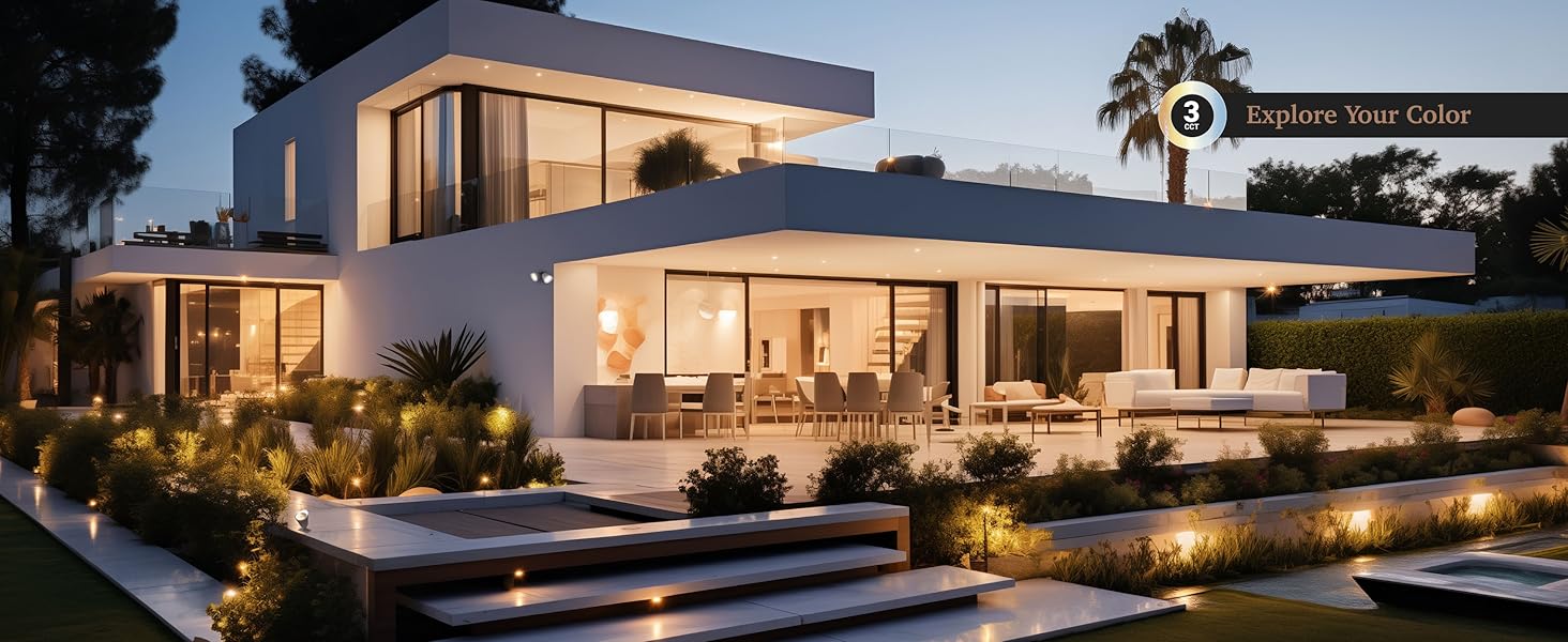 NUWATT 25W Bullet White Spotlight Outdoor LED Landscape Lighting, 3500 LM Bright Outdoor Light ...