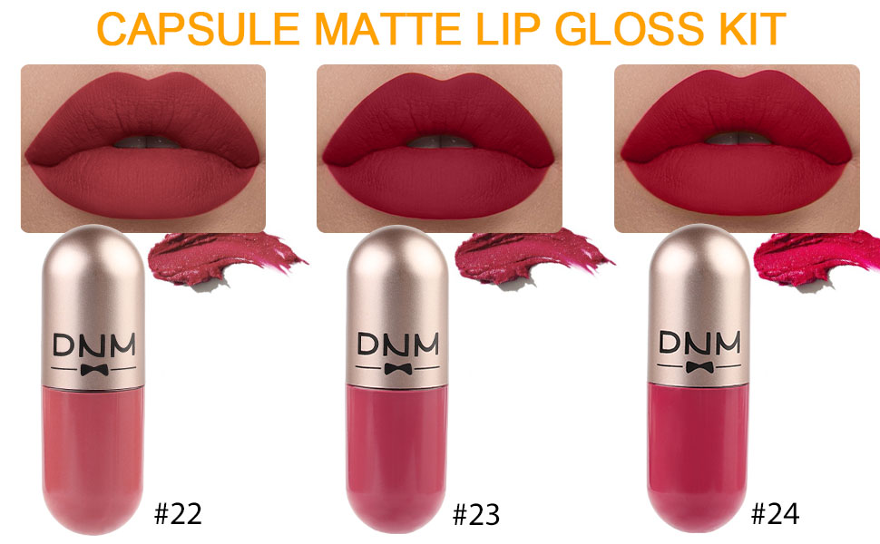 Amazon.com : BINGBRUSH 3Pcs Capsule Matte Lip Gloss With Vibrant, Long-wear,Non-sticky ...
