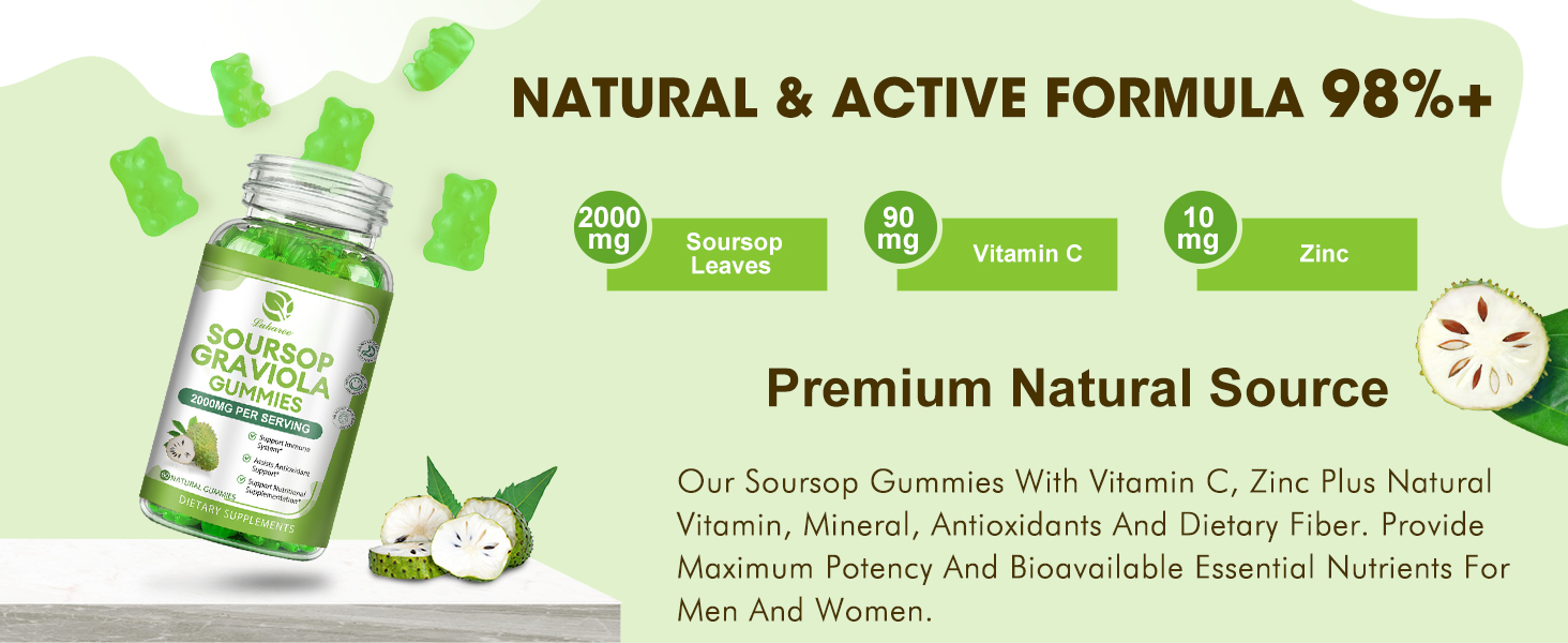Amazon.com: (2 Pack) Soursop Graviola Gummies - 2000mg Extra Strength Soursop Leaves Extract w ...