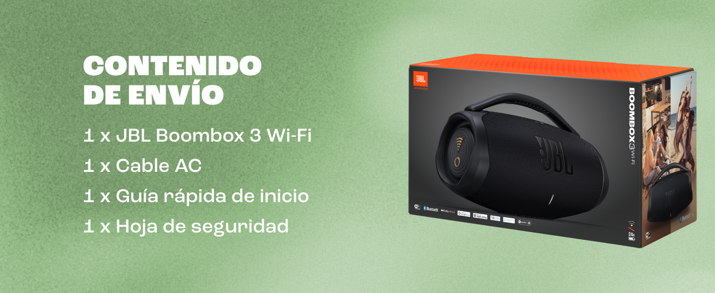 JBL Boombox 3 Wifi Altavoz Bluetooth inalámbrico, resistente al agua y al polvo IP67, con ...