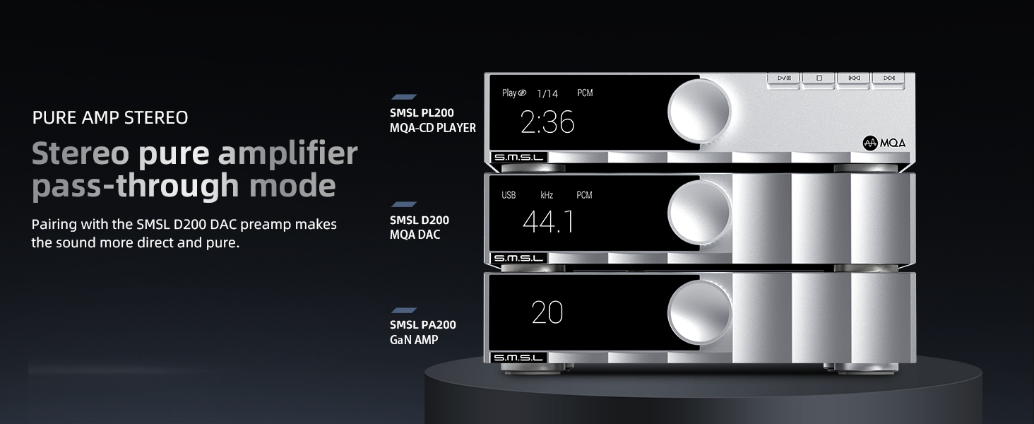 Amazon.com: SMSL VMV PA200 Power Amplifier infineon's New GaN FET, Stereo Pure Amplifier Pass ...