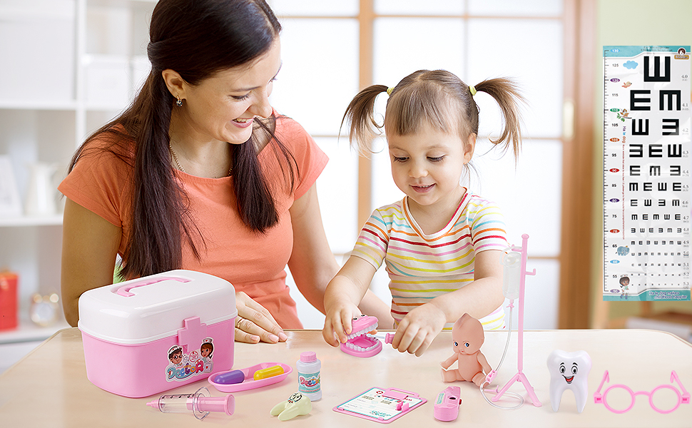 Amazon | JoyGrow お医者さんごっこ お医者さんセット 歯医者ごっこ遊び 40点 おままごセット ミニドクター おもちゃ プレイングゲーム ロールプレイング 知育おもちゃ 社会性 ...