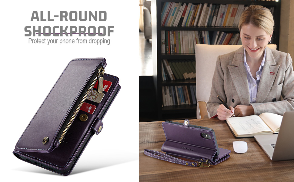 Amazon.com: Defencase for iPhone X/XS Case, RFID Blocking for iPhone Xs/X Wallet Case for Women ...