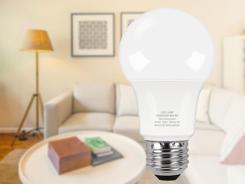 PARTPHONER A19 LED Light Bulb, 60W Equivalent, 9W 2700K Soft White, E26 Standard Base Non ...