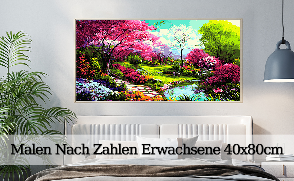 Hjjdiyes Malen Nach Zahlen Erwachsene Blume Landschaft 80 X 40 Cm - Diy Bastelset Erwachsene ...