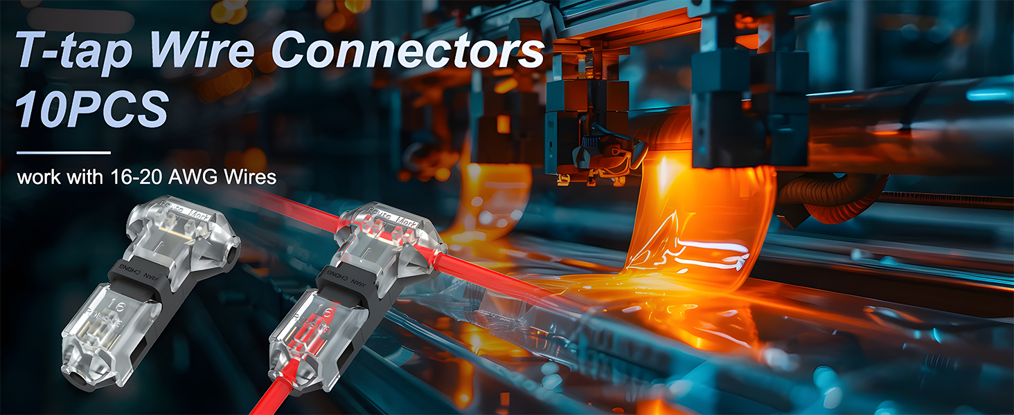 VISDOLL T Tap Wire Splice Connectors for 16-20 AWG, 3 Way 1 Pin Low Voltage Wire Connectors ...