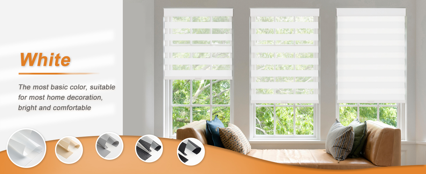 Amazon.com: Persilux No Drill No Tools Zebra Blinds Dual Layer Privacy for Day and Night Window ...
