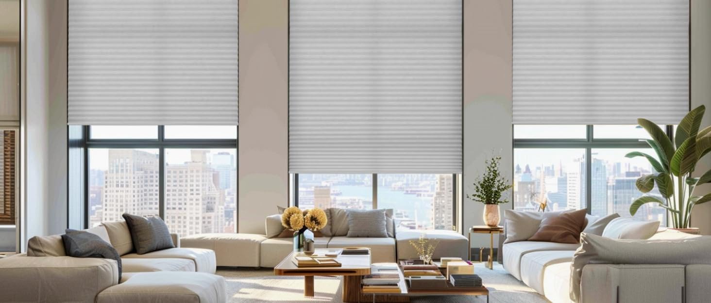 HOTSOON No Tools No Drill Blackout Honeycomb Shades Cordless Windows ...