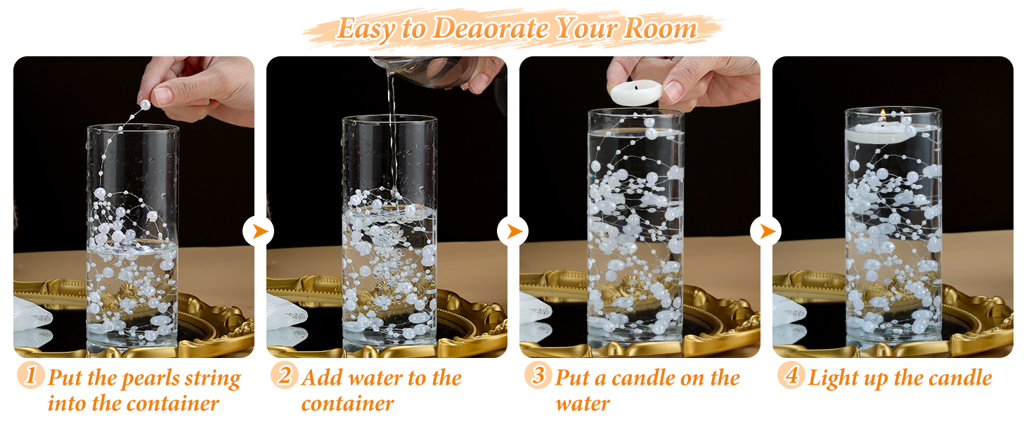 Amazon.com: 40 Pcs Artificial Floating Beads Pearls String, Porcelain ...