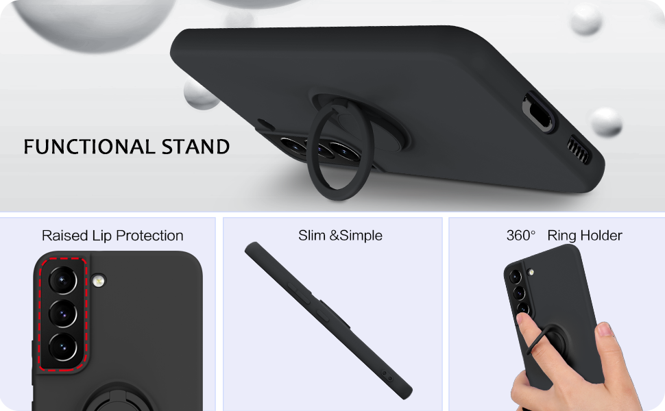 BENTOBEN for Samsung S22 Case, Slim Soft Silicone Rotatable Ring Holder Kickstand Magnetic Car ...
